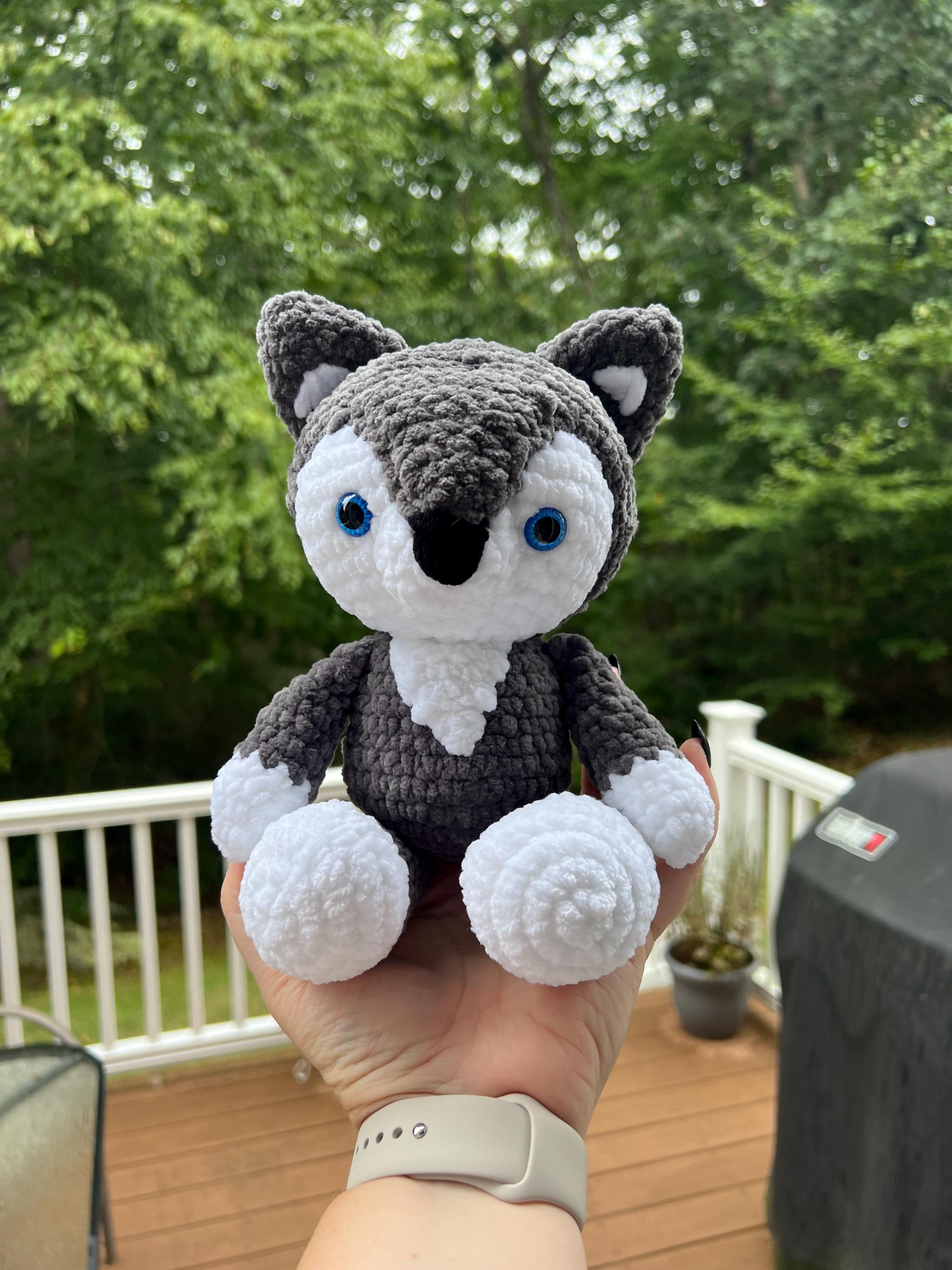 Grey Wolf Plush Toy, Crochet Wolf Plush, Amigurumi Wolf, Stuffed Wolf ...