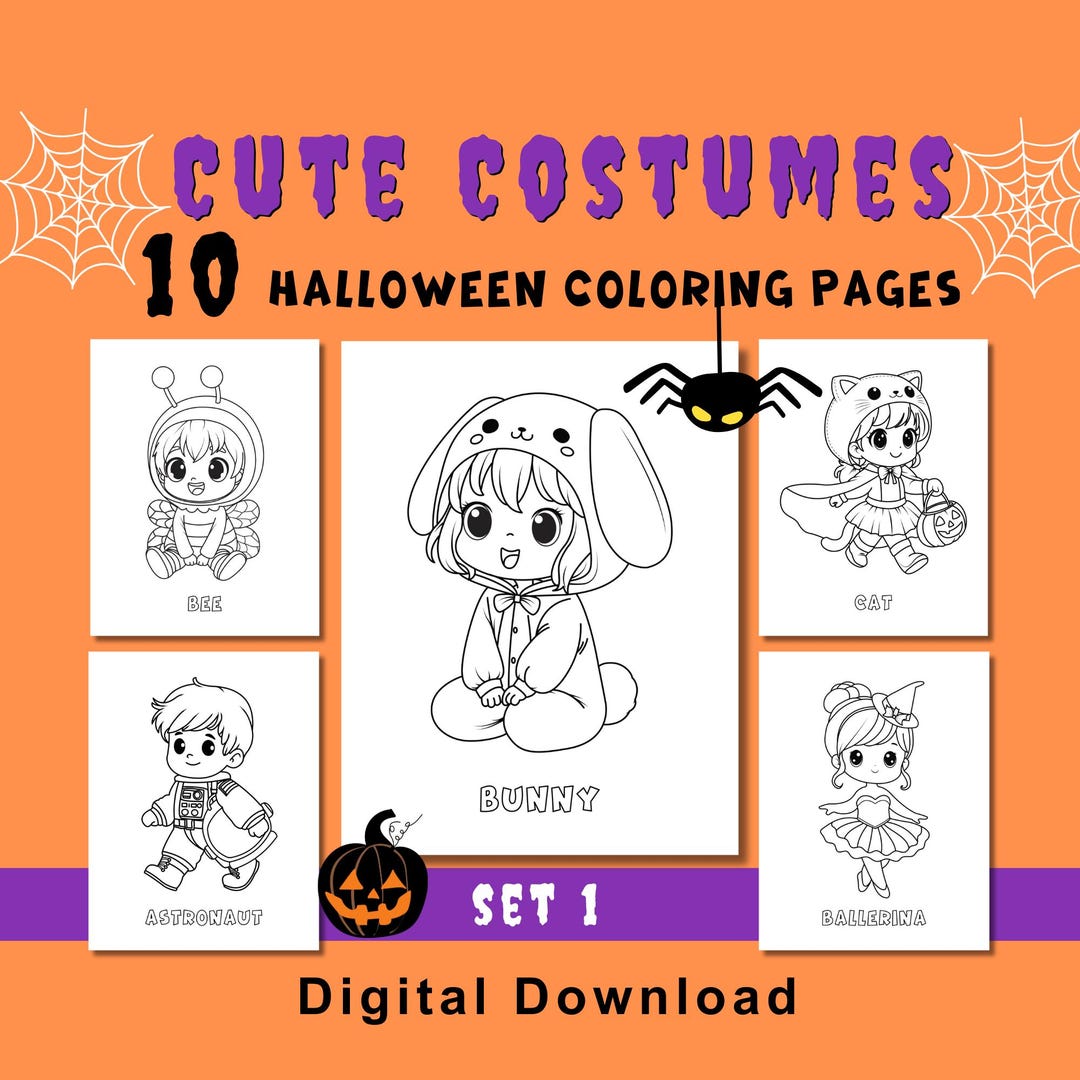 Cute Costumes | Set 1 | Halloween Coloring Pages | 10 Coloring Pages ...