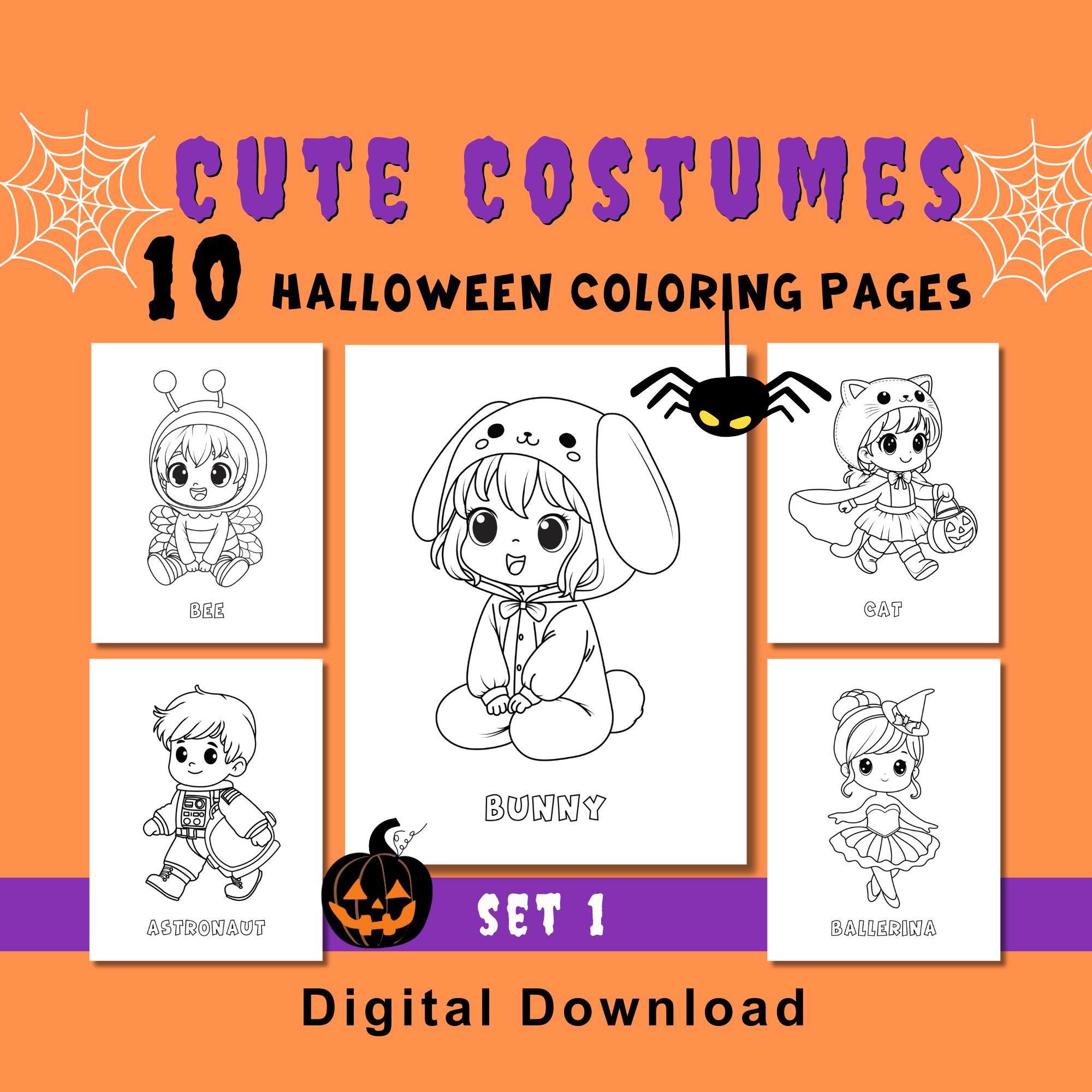Cute Costumes | Set 1 | Halloween Coloring Pages | 10 Coloring Pages ...