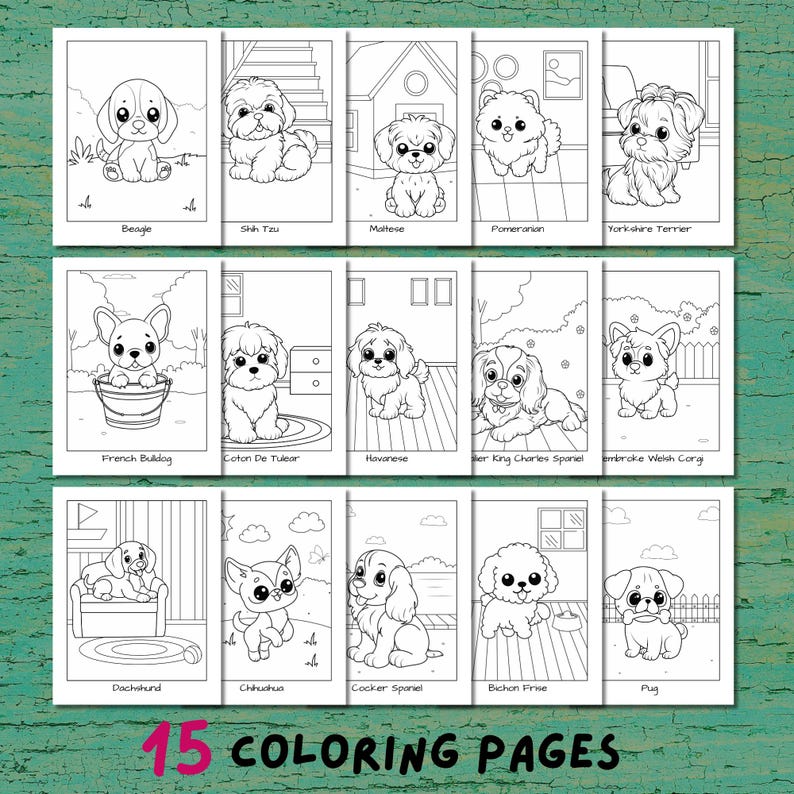 Playful Pups | Set 1 | Super CUTE Puppies Coloring Pages | PDF Digital ...