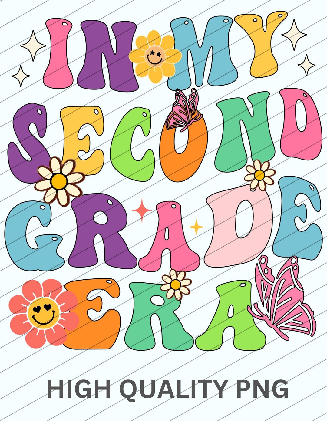 In My Second Grade Era PNG, Groovy Second Grade PNG, Back to School PNG ...