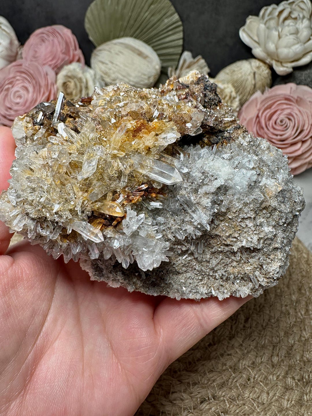 Brazilian Quartz Crystal Cluster With Hematite Natural Mineral Specimen ...