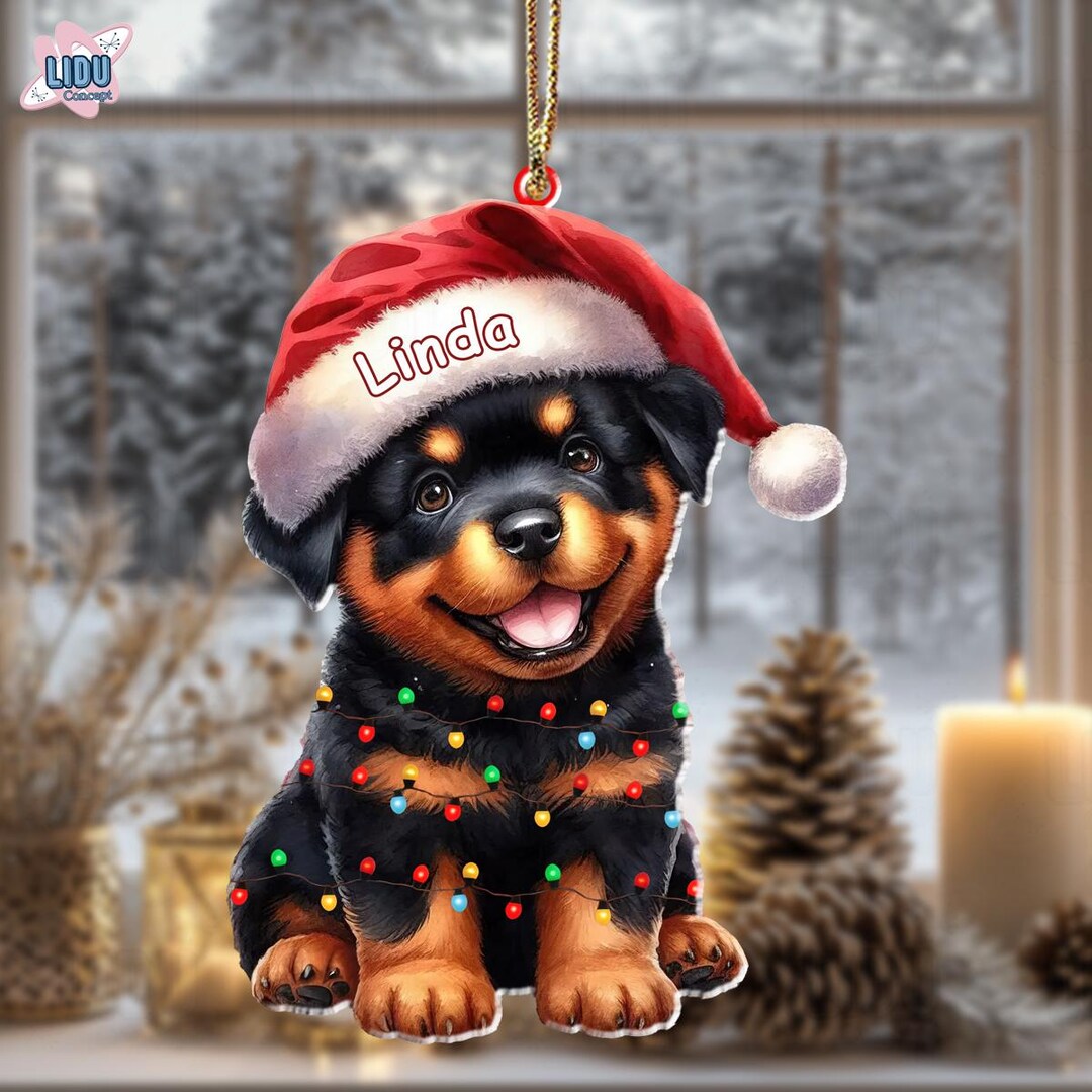 Personalized Rottweiler Dog Acrylic Ornament, Rottweiler Decor, Dog ...