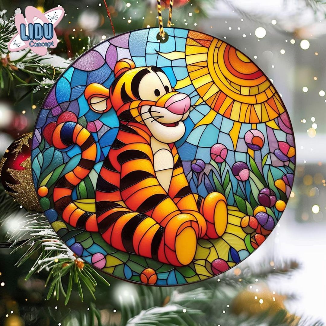 Tigger Ceramic Ornament, Movie Stained Glass Ornament, Holiday Ornament ...