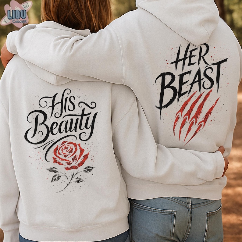 His Beauty Her Beast Couple Hoodies, Couple Matching Clothing, Romantic ...