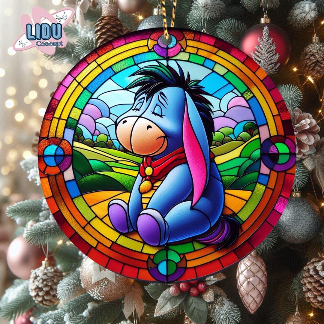 Eeyore Ceramic Ornament, Movie Stained Glass Ornament, Holiday Ornament ...