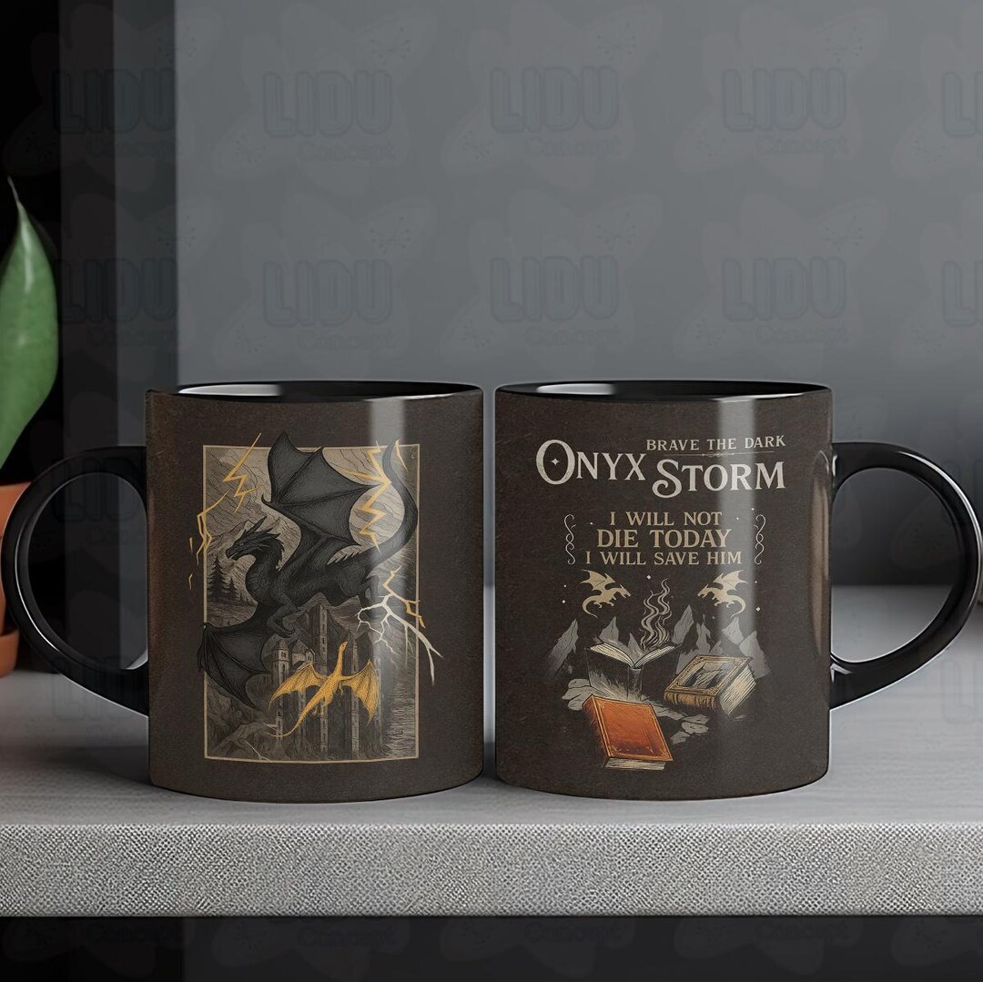Onyx Storm Mug, Brave the Dark Mug, Dragon Fantasy Cup, Book Mug, Dark ...