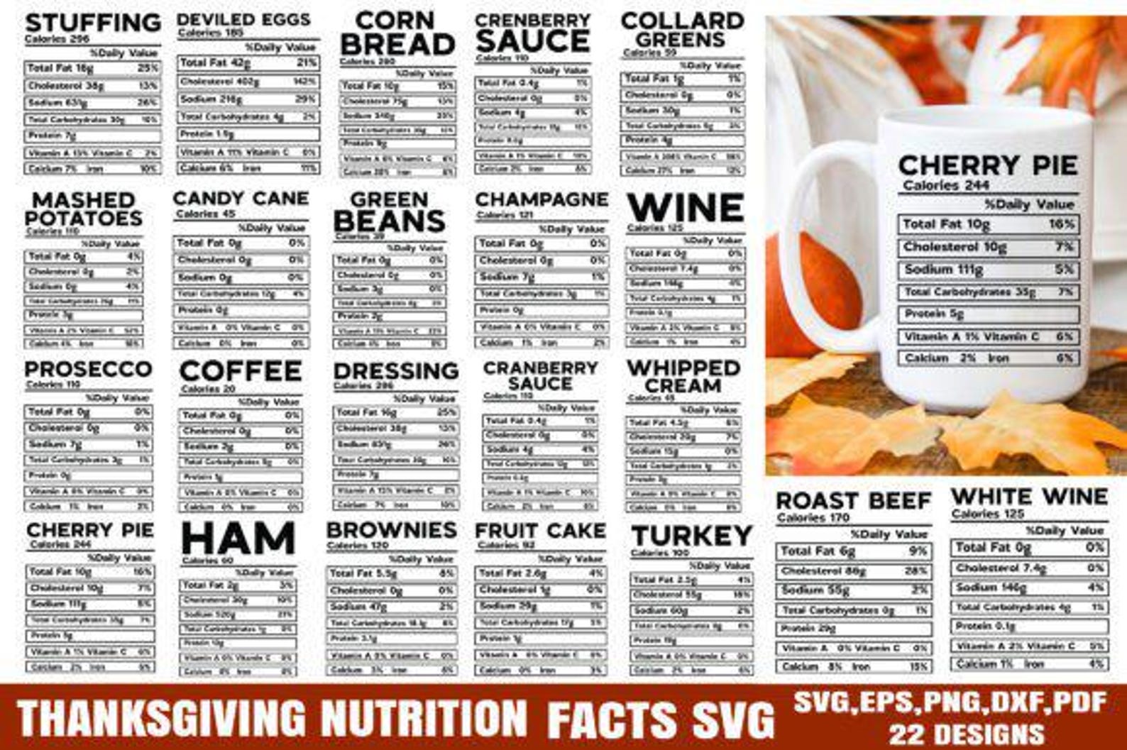 Thanksgiving Nutrition Facts SVG Bundle - Etsy
