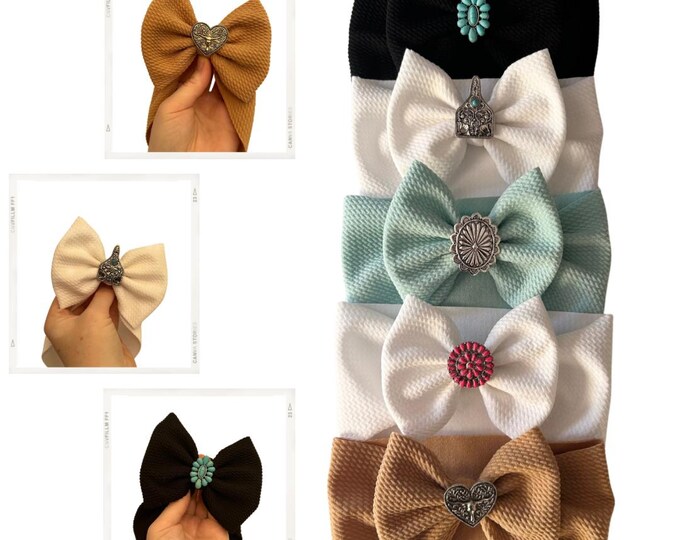 Western Concho Turqoise Butterfly Charms Baby Girl Hair Bow and ...