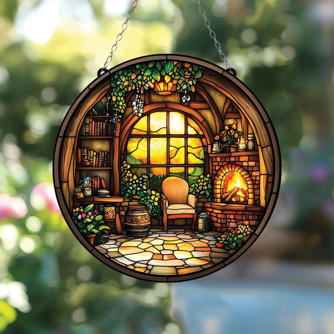 Hobbit House Suncatcher, the Shire Faux Stained Glass Window Art ...