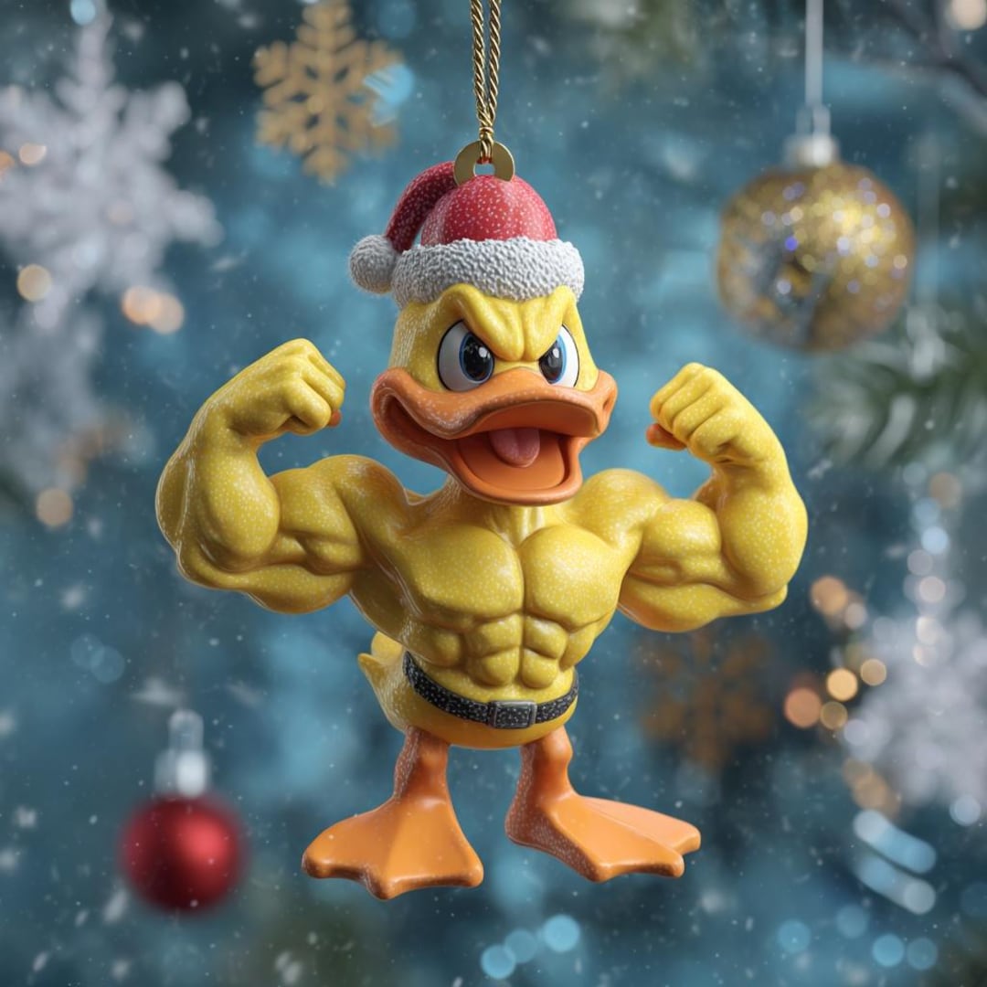 Adorno navideño de pato musculoso y divertido, regalo festivo para ...