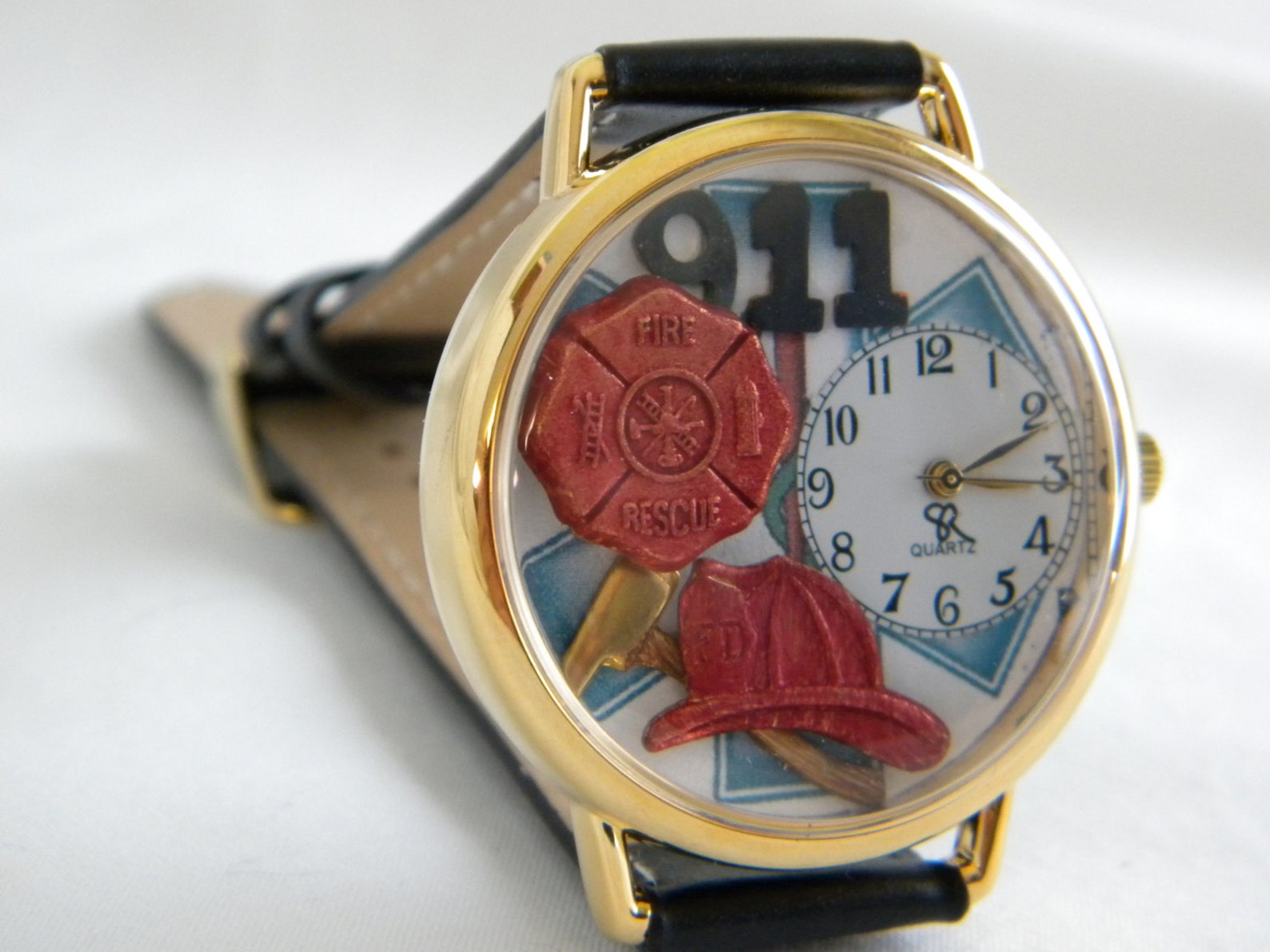 Emergency 911 Watch With Fireman's Hat and Hatchet, EMT, Medic, Rescue ...