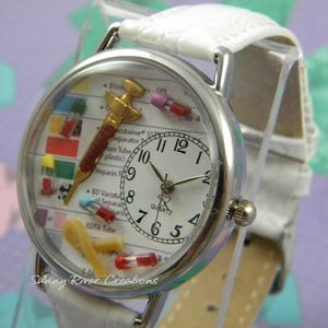 Phlebotomy Phlebotomists Watch With Syringe Tiny Vials and Tourniquet ...