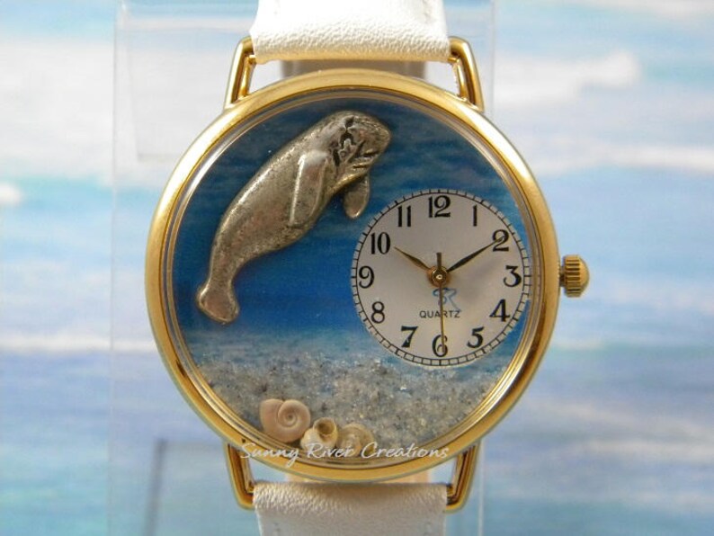 Manatee in the Sea Watch With Sand and Shells Ocean Water - Etsy