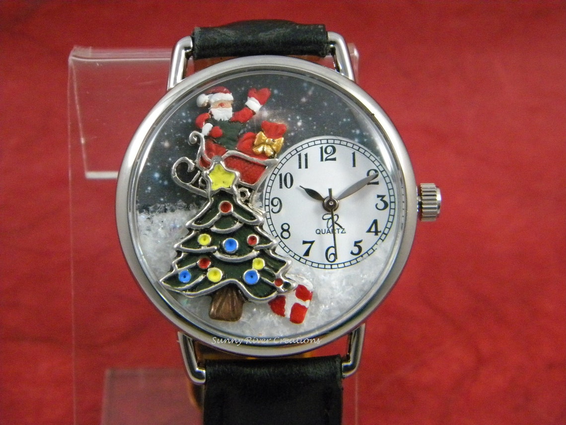 Christmas Watch With Santa Sleigh and Tree Snow Winter - Etsy Canada