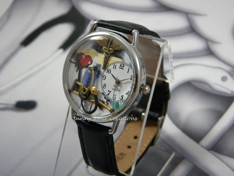 Doctors Watch With Medical Symbol, Stethoscope and Crutch, Hospital ...