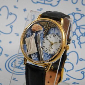 Neurosurgeon Watch With Caduceus, Knife, Mask, Brain and Spinal Column ...