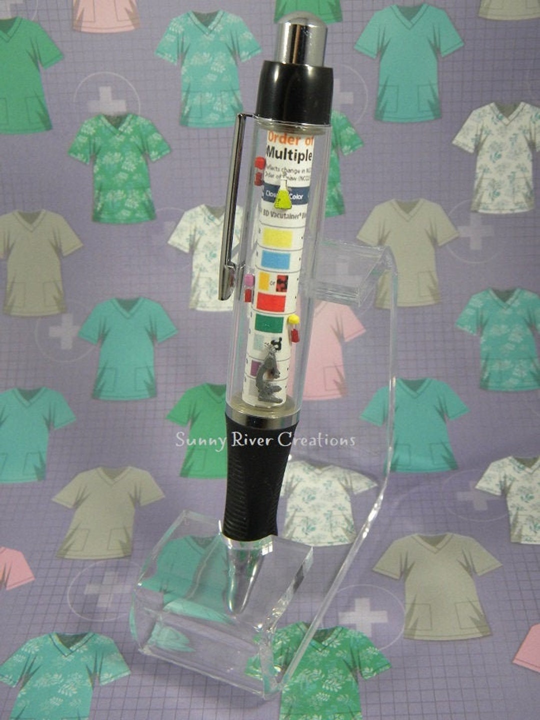 Laboratory Scientist Pen With Microscope Vials and Beaker, Technician ...