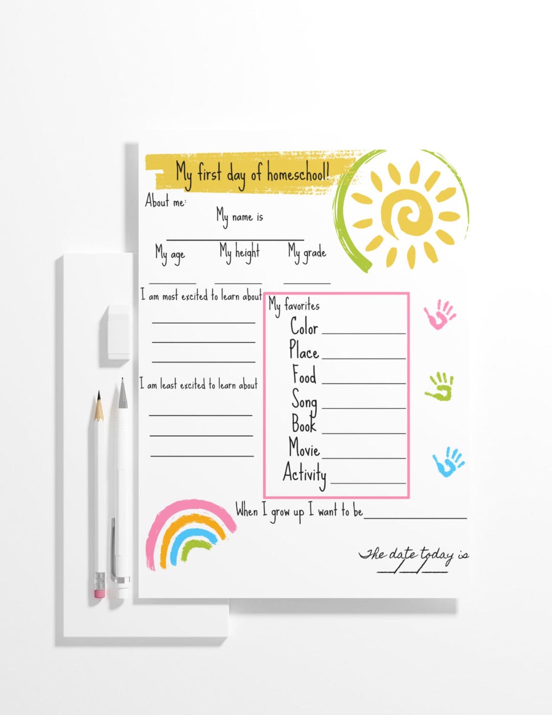 Homeschool First Day Worksheet - Etsy