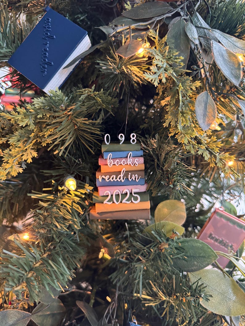Reading Challenge Tracker Christmas Ornament - Book Stack With Customizable Number Counter - Etsy