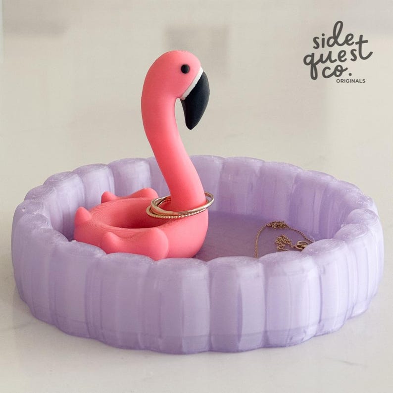 Flamingo Pool Float Ring Dish: Bedside Jewelry Holder, Pink Trinket ...