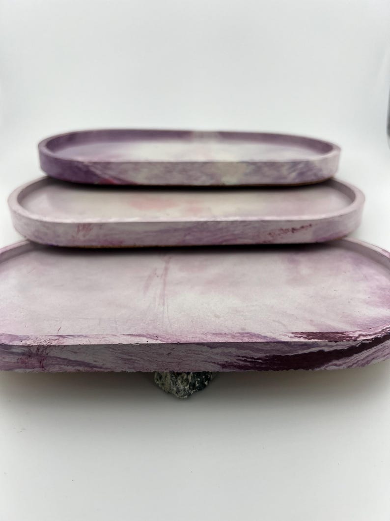 Large Marbled Catch All Cement Tray | Candle Tray | Concrete Tray ...
