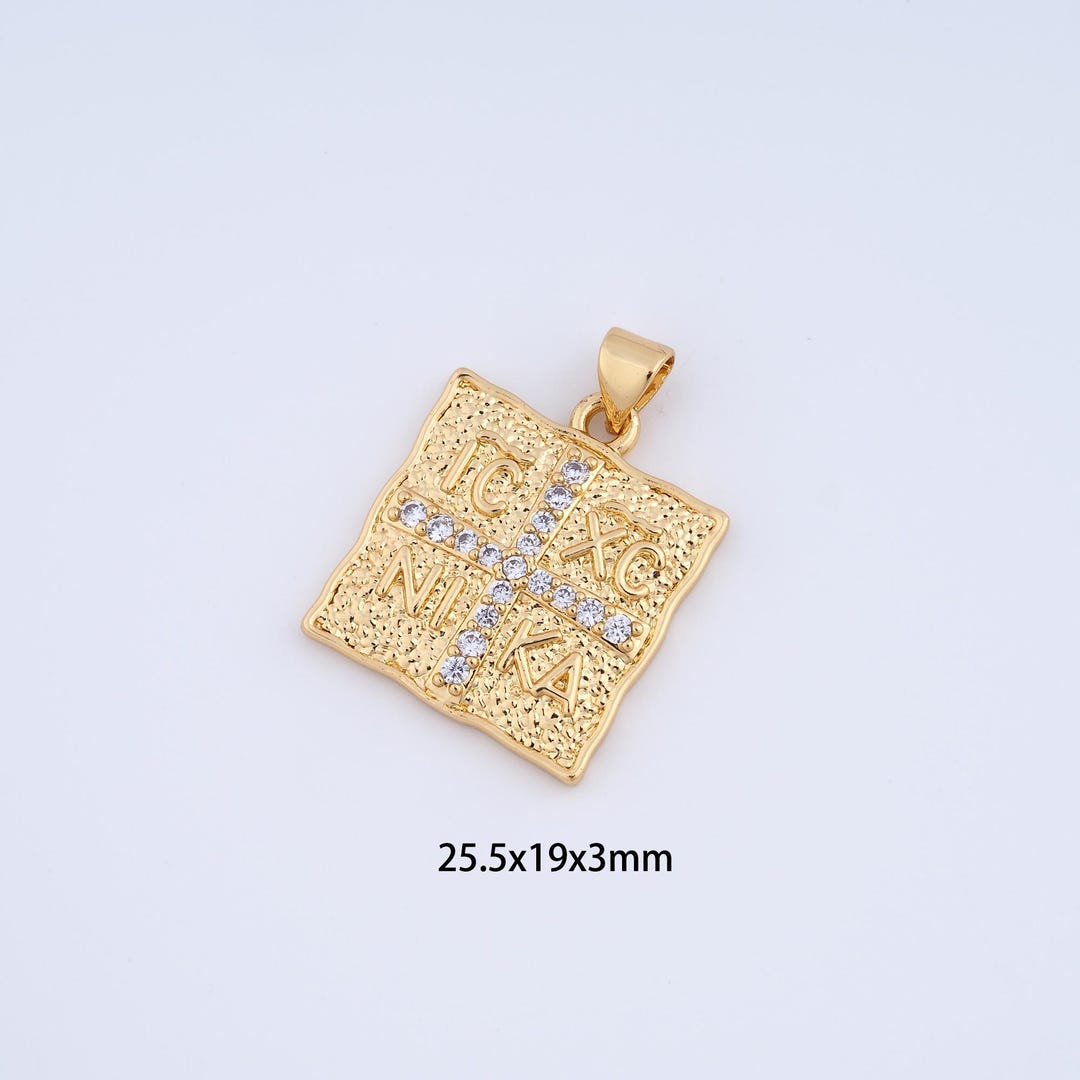 18K Gold Filled Orthodox Cross Charm,icxcnika Pendant,micropavé ...