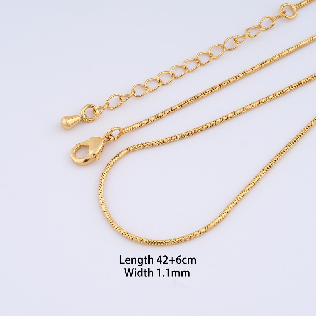 18K Gold Filled Chain Necklace, Thin Gold Necklace, Snake Chain ...