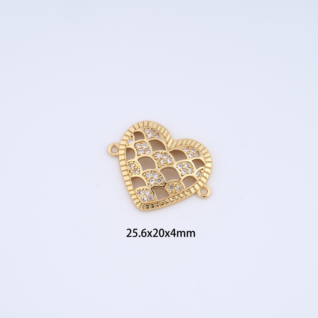 18K Gold Filled Heart Connector,micropavé CZ Heart Connector for DIY ...