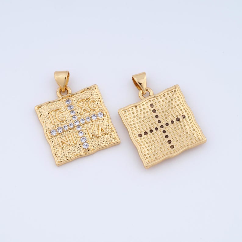 18K Gold Filled Orthodox Cross Charm,icxcnika Pendant,micropavé ...