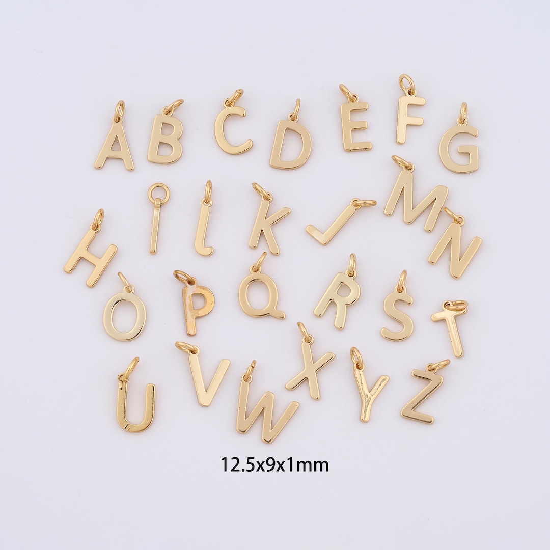 18K Gold Filled 26 Letters Charms,dainty Letters Pendant for DIY ...