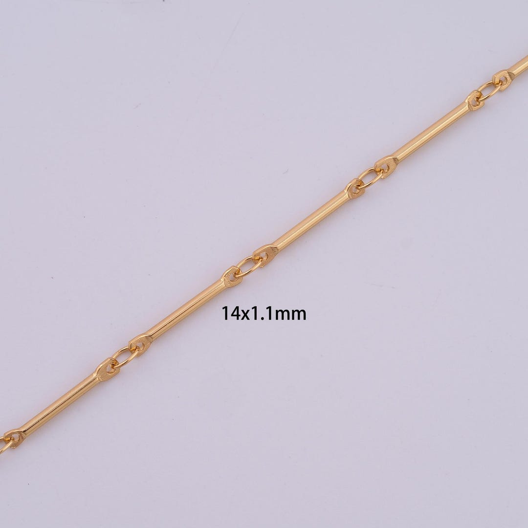 18K Gold Filled Bar Chain, Stick Chain, Thin Gold Chain, Unfinished ...