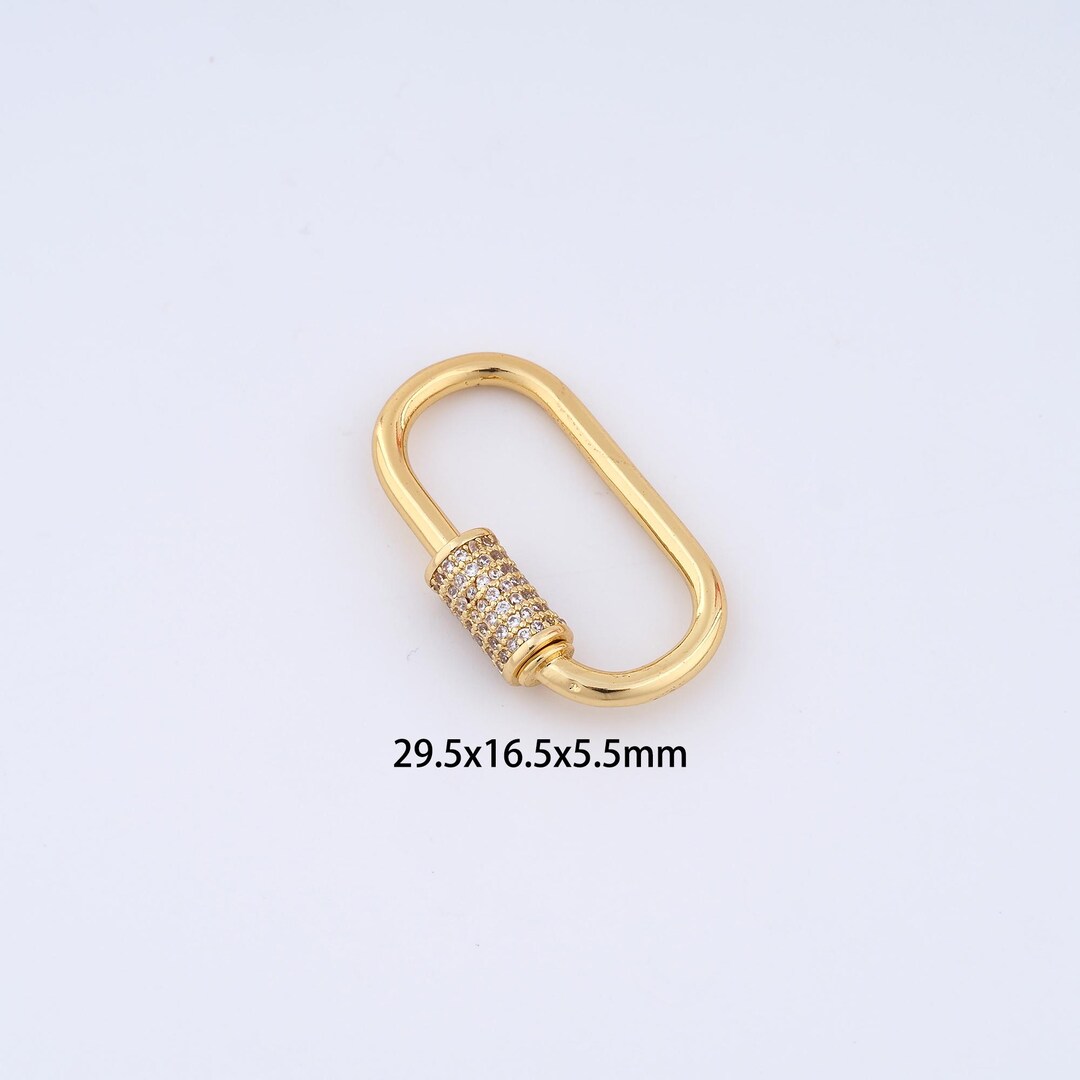 18K Gold Filled Square Clasp Screw Clasp Micropave CZ Mountaineering ...