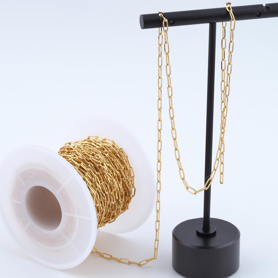18K Gold Filled Paper Clip Chains,unfinished Chain,semi-finished ...