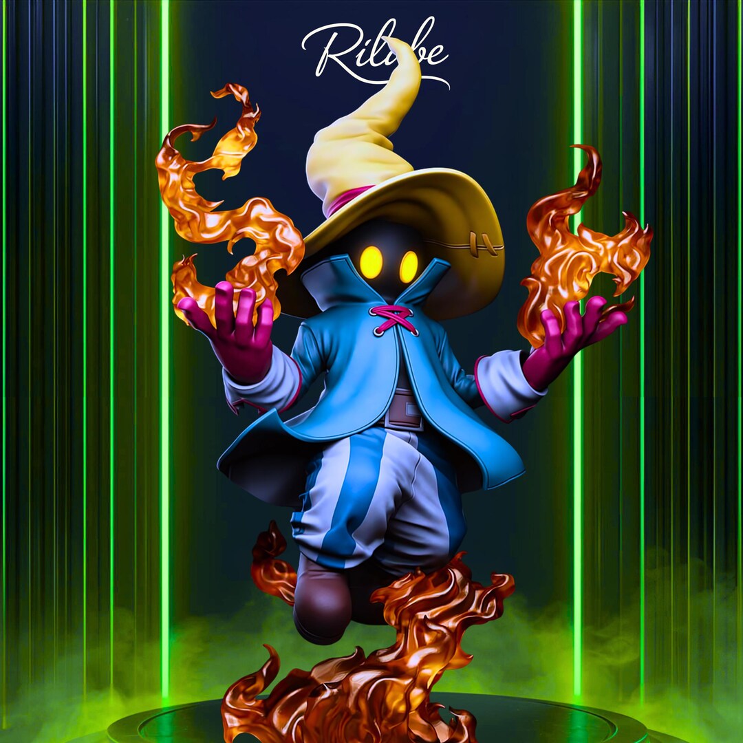 Vivi Fanart STL Statue | 1/7 Scale | Fire Spell Casting Pose With ...