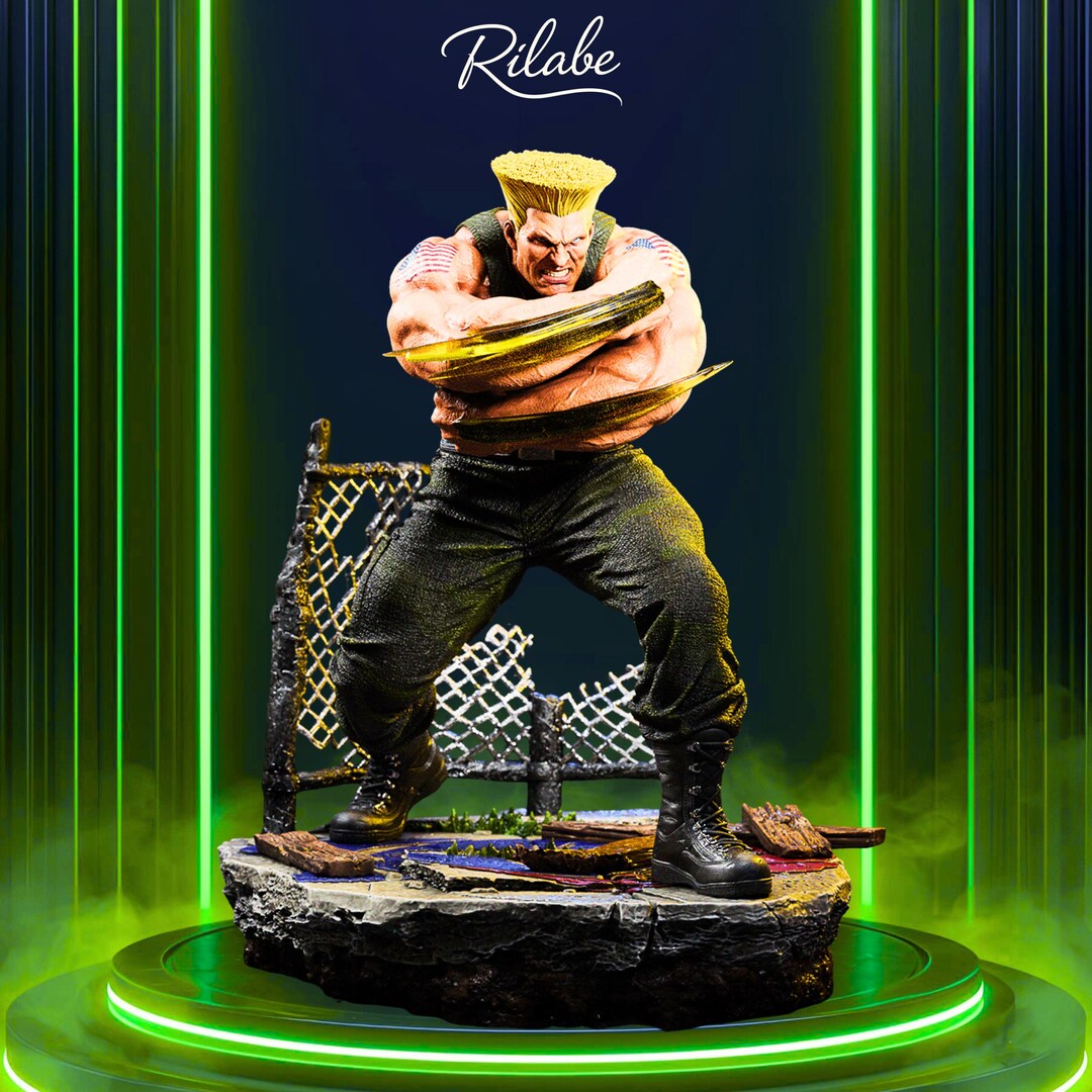 Guile Fanart STL Statue + Bust | 1/6 Scale | Sonic Attack Pose | 3D STL ...
