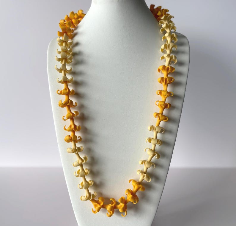 Puakenikeni Forever Lei Lightweight Clay Two Tone Flowers Birthday ...