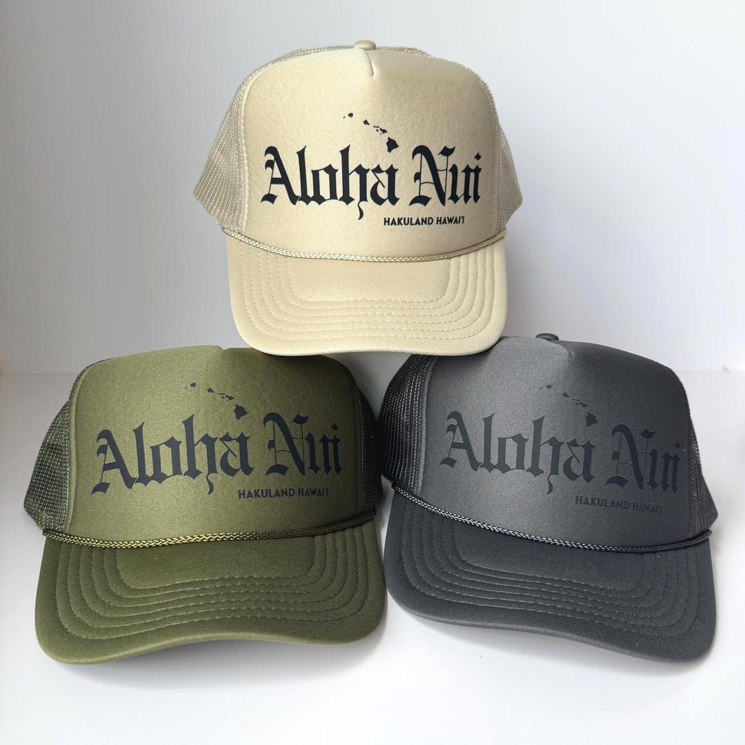 Aloha Nui Hawaii Trucker Hat Old English Hawaiian Lots of Love One Size ...