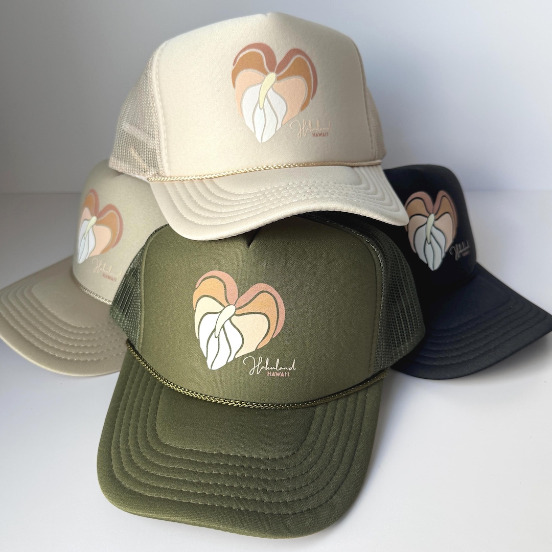 Neutral Anthurium Hat Hawaii Trucker Hat One Size Gift Original Art ...