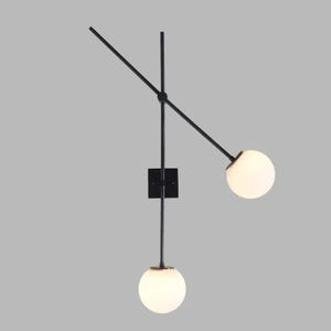 Two Glass Globe Swing Arm Articulating Bedside Wall Lamp, Handcrafted ...