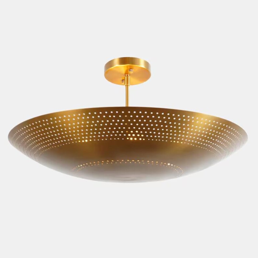 Dome Shade Perforated Tynell Style Inspired Ceiling Pendant Light, Mid ...