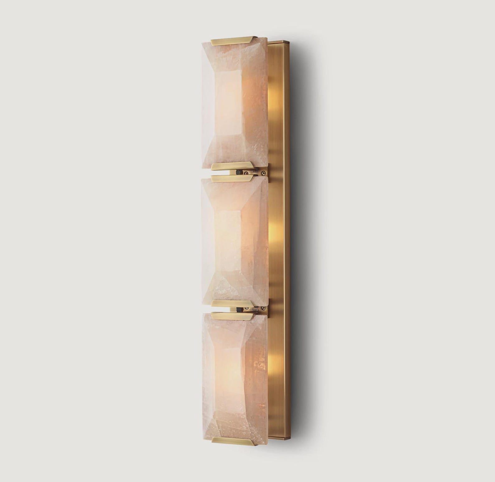 Elegant Calcite Stone Triple Wall Sconce, Natural Alabaster ...