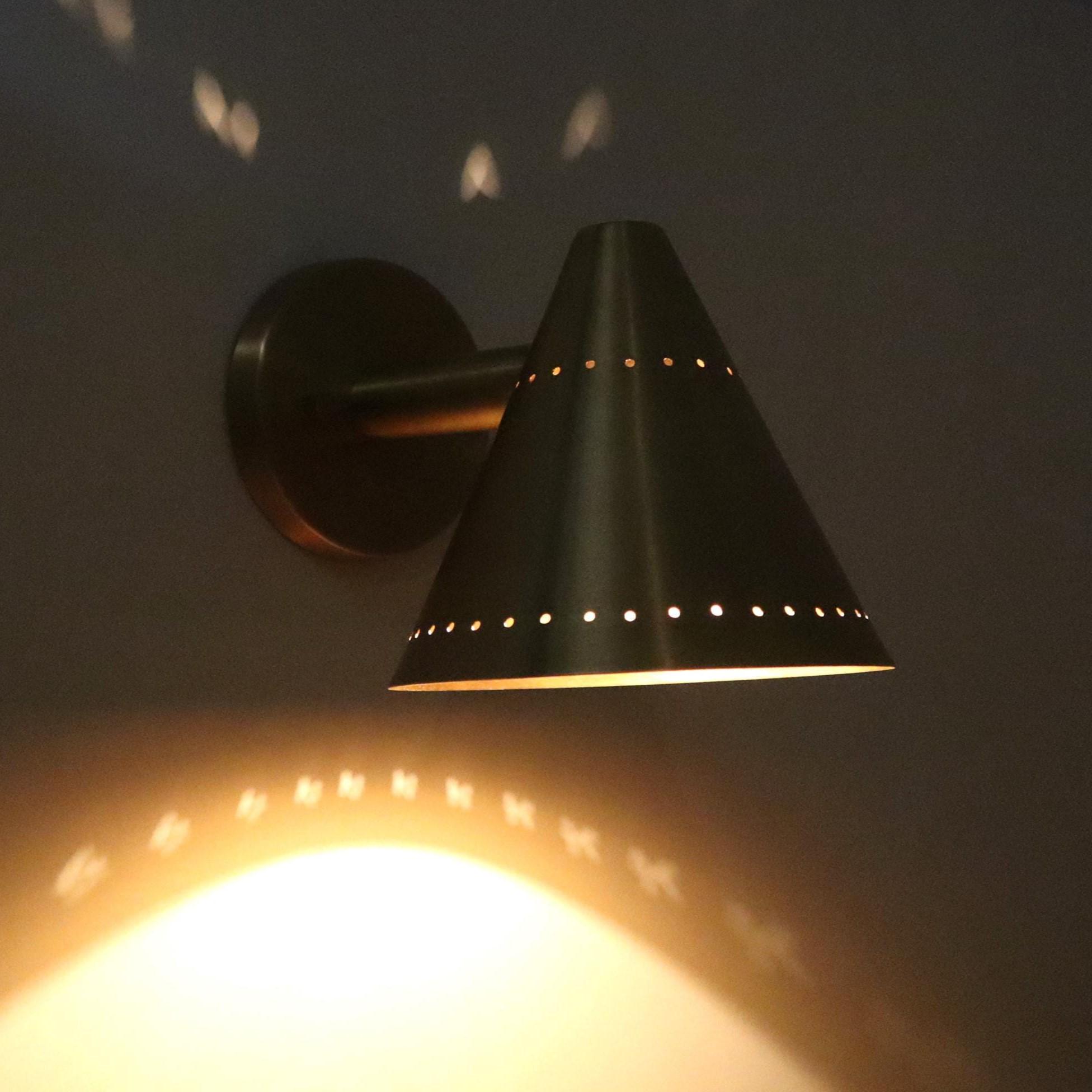 Perforated Conical Brass Pivot Wall Sconce, Mid Century Modern ...