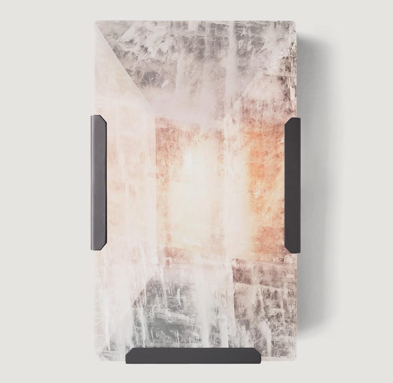 Natural Alabaster Single Wall Sconce, Elegant Calcite Stone Wall Light ...