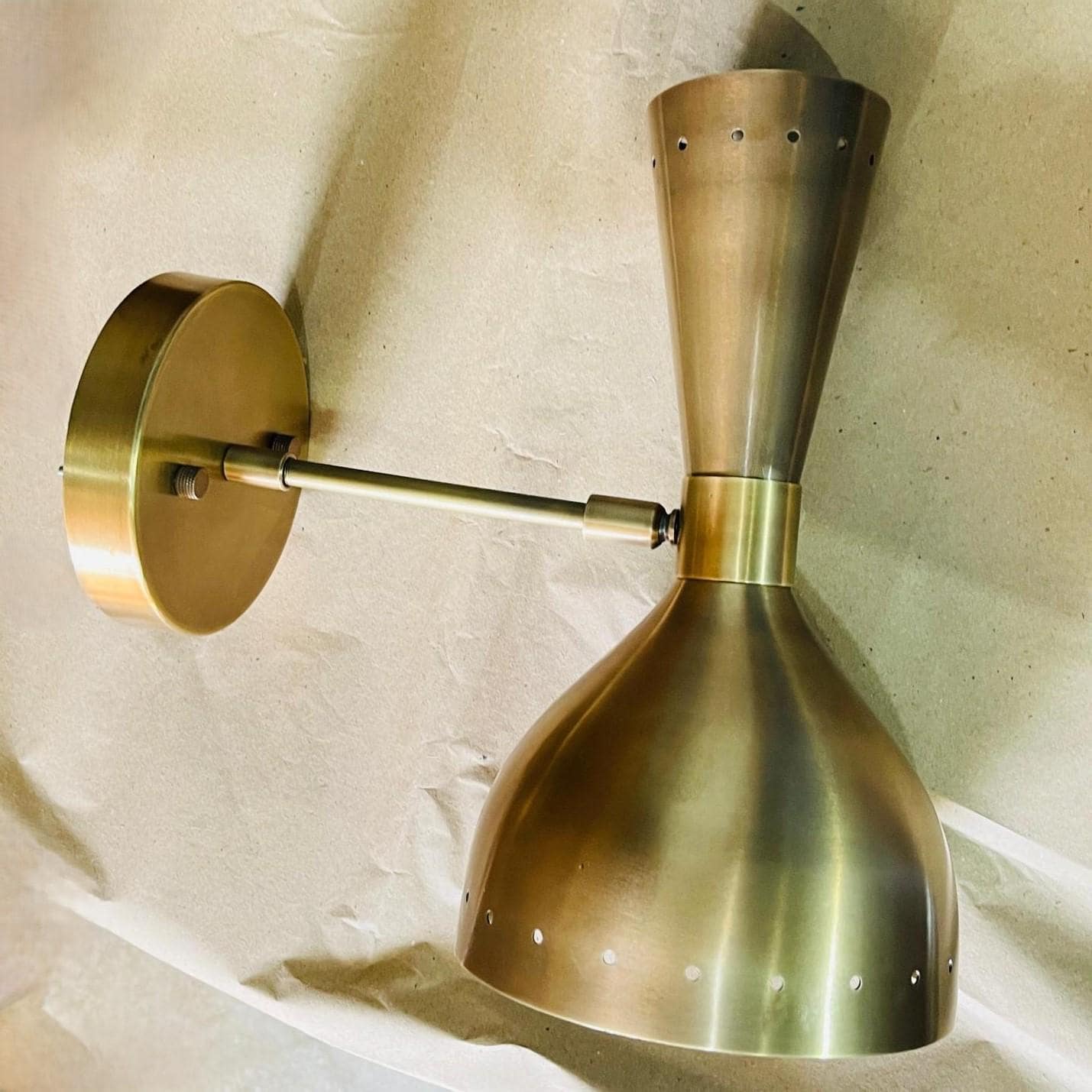 Mid Century Modern Diabolo Wall Sconce, Handcrafted Raw Brass Stilnovo ...