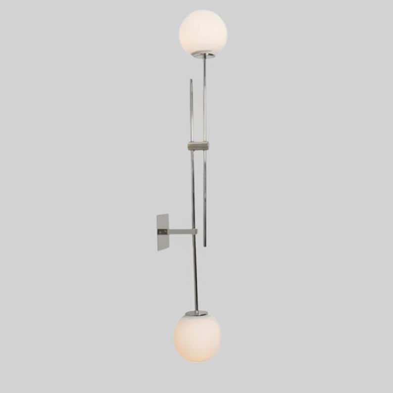 Two Glass Globe Swing Arm Articulating Bedside Wall Lamp, Handcrafted ...