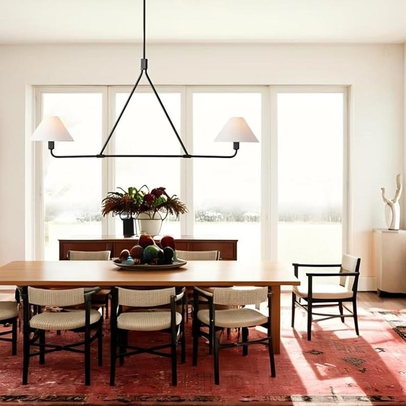 Double Linen Shade Kitchen Island Modern Pendant Light, Ceiling Pendant ...