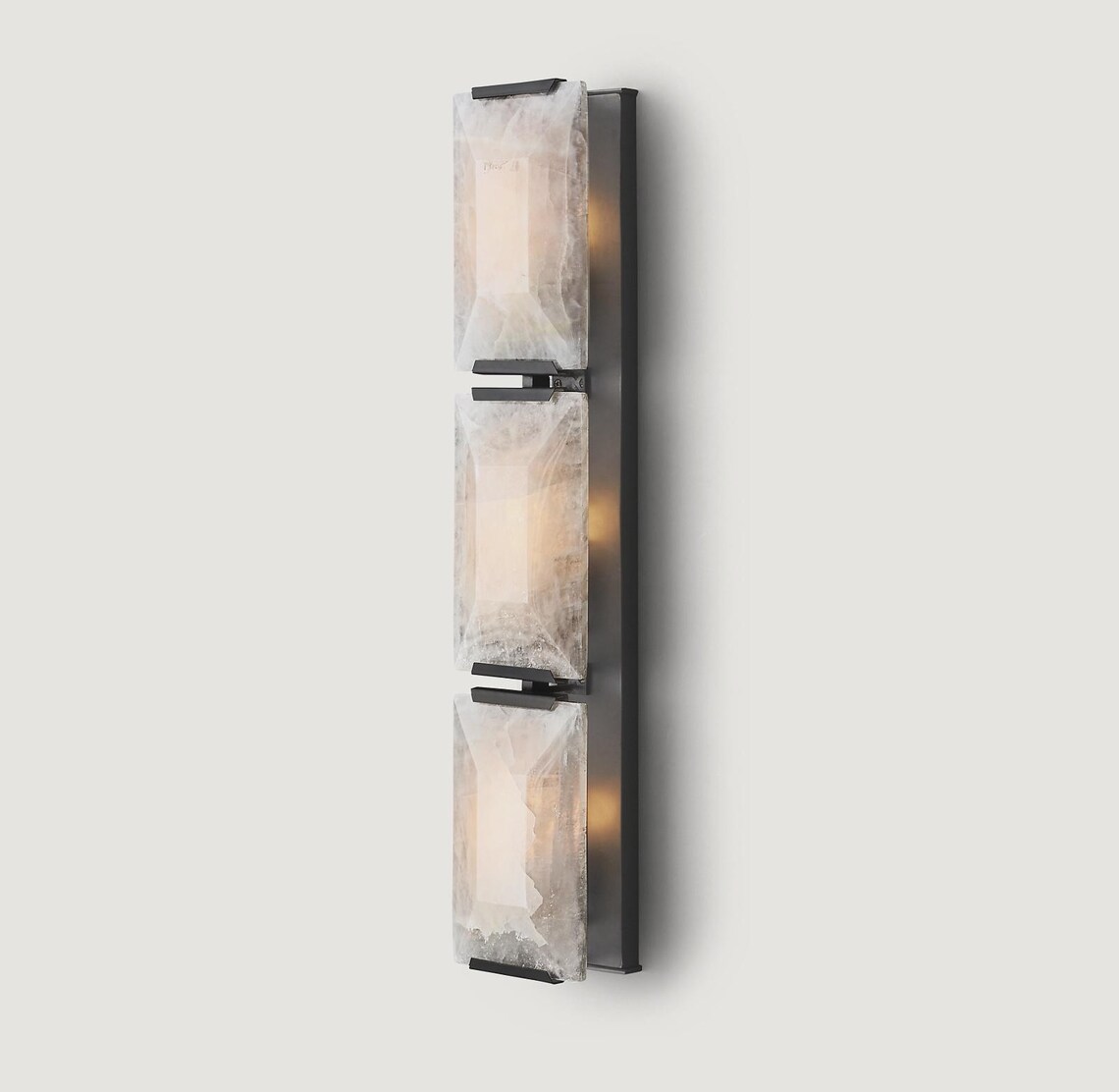 Elegant Calcite Stone Triple Wall Sconce, Natural Alabaster ...