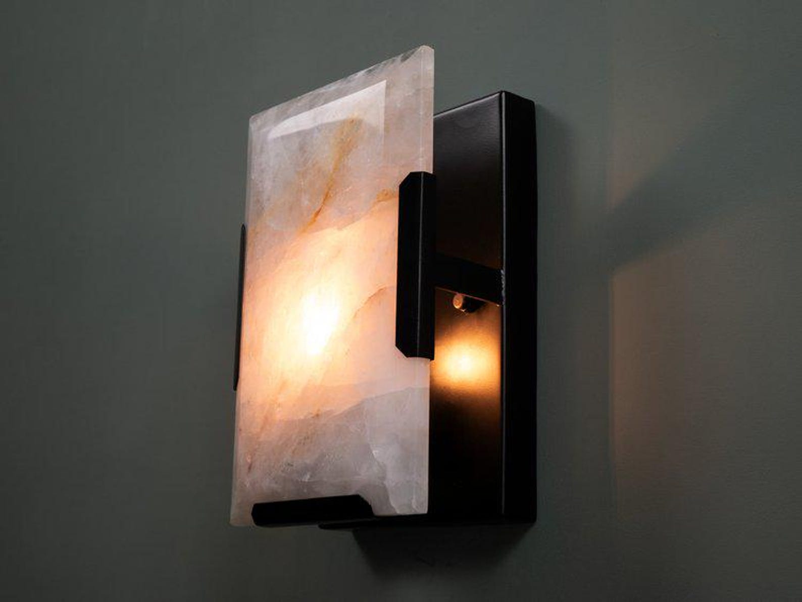 Natural Alabaster Single Wall Sconce, Elegant Calcite Stone Wall Light ...