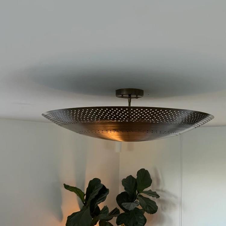Dome Shade Perforated Tynell Style Inspired Ceiling Pendant Light, Mid ...